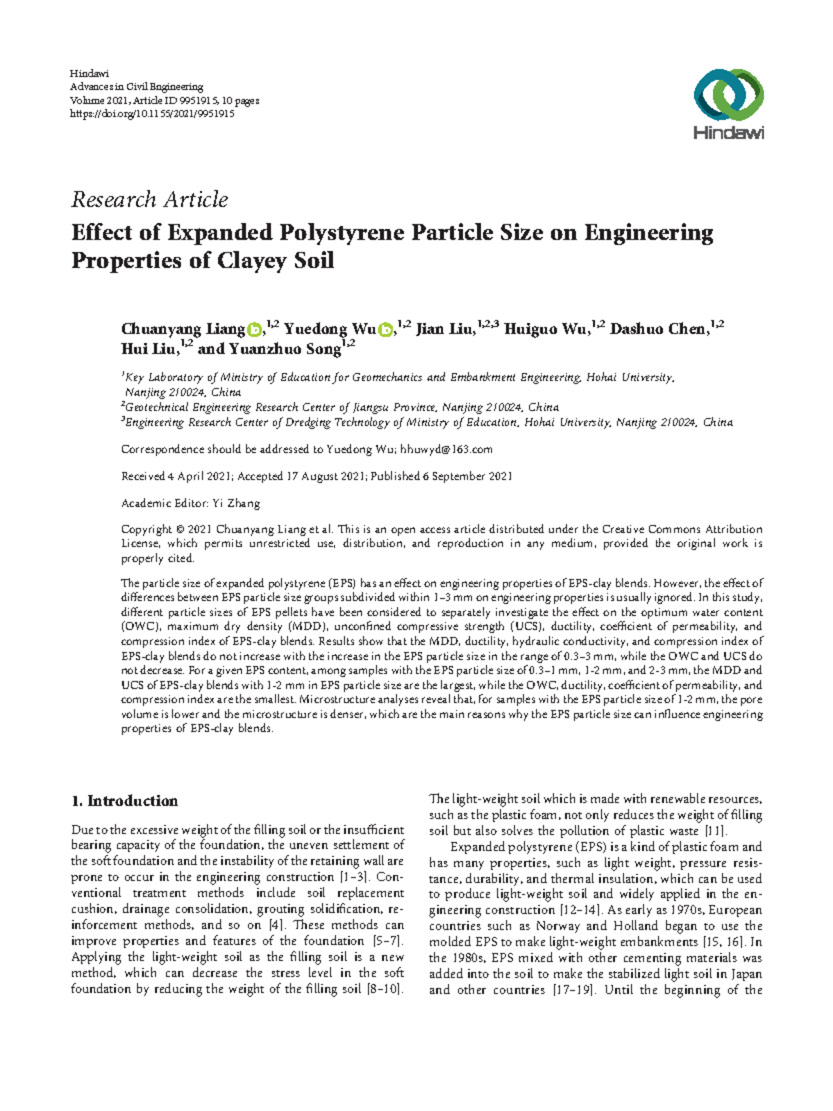Effect of Expanded Polystyrene Particle Size on En-2 - Research Article ...