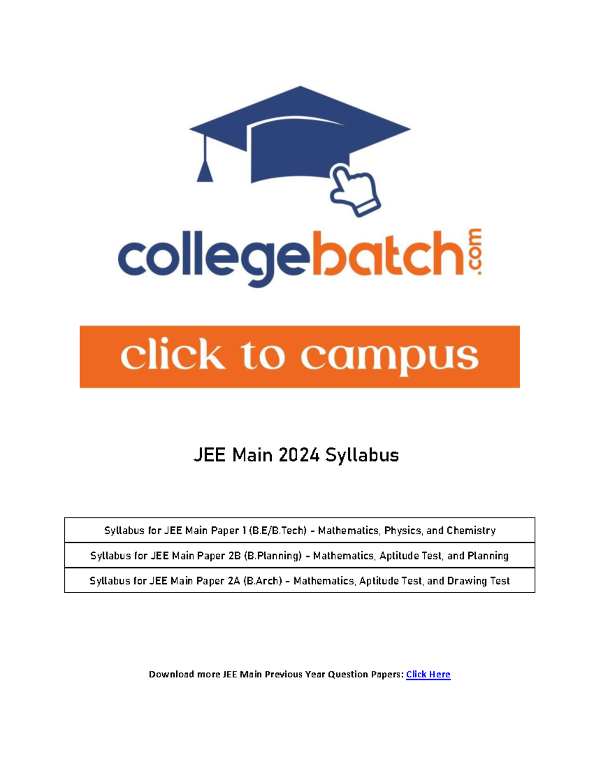 JEE Main 2024 PDF Syllabus - JEE Main 2024 Syllabus Syllabus for JEE ...