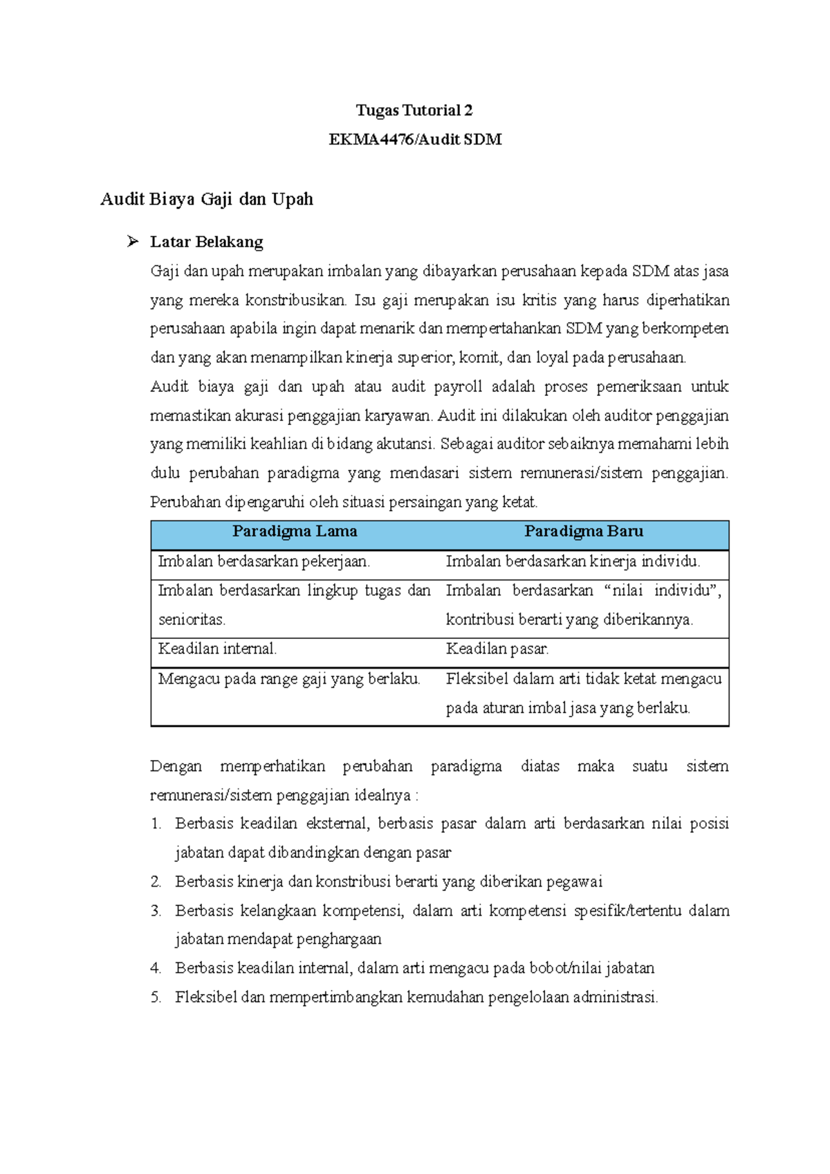 Tugas 2 Audit SDM Rizky Sani Amalia Putri 0452009 53 - Tugas Tutorial 2 EKMA4476/Audit SDM Audit ...