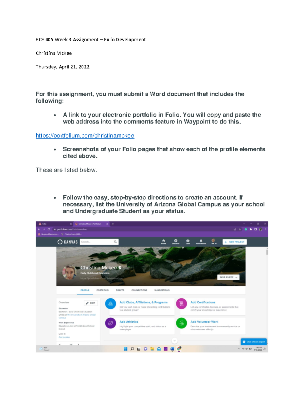 ECE 405 Week 3 Assignment- Folio Development - ECE 405 Week 3 Assignment – Folio Development ...