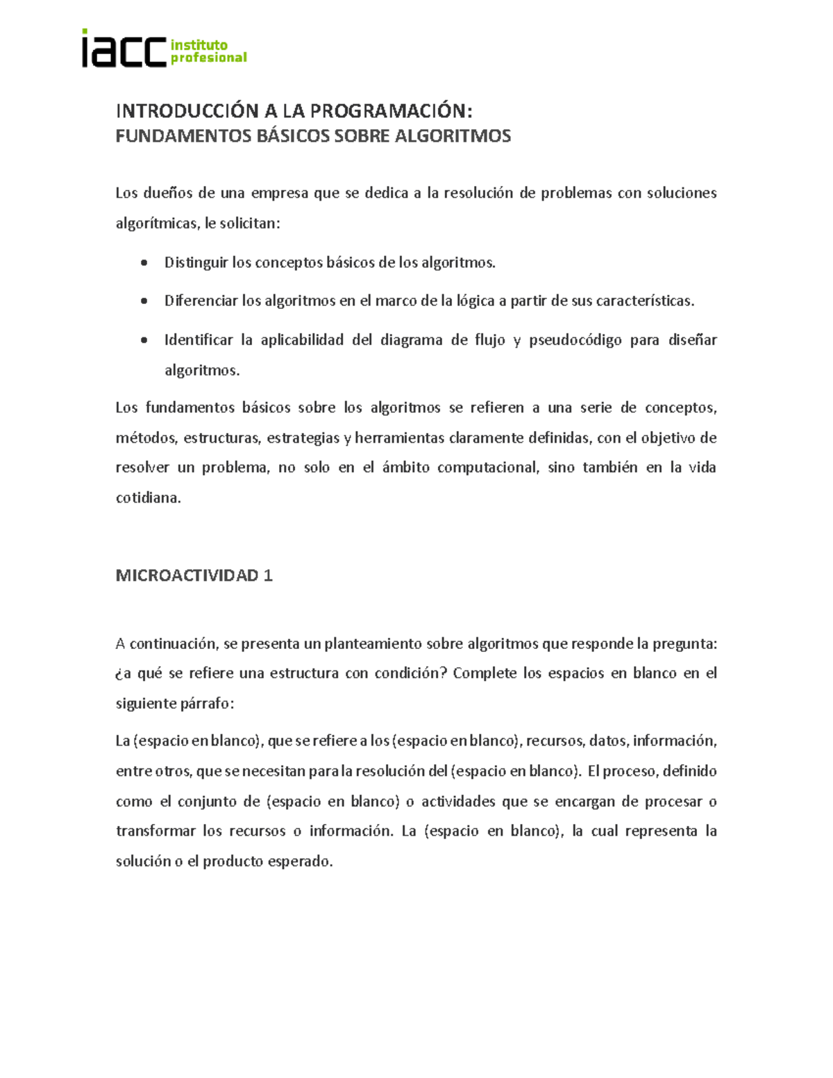 Fundamentos Básicos Sobre Algoritmos - INTRODUCCIÓN A LA PROGRAMACIÓN ...