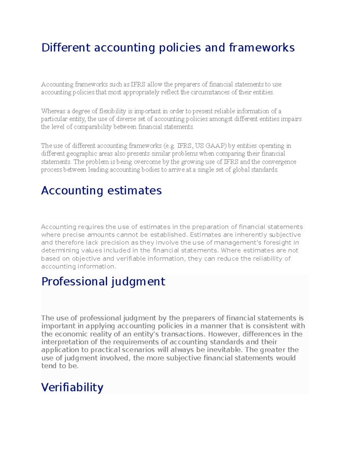 Different accounting policies and frameworks - Different accounting ...