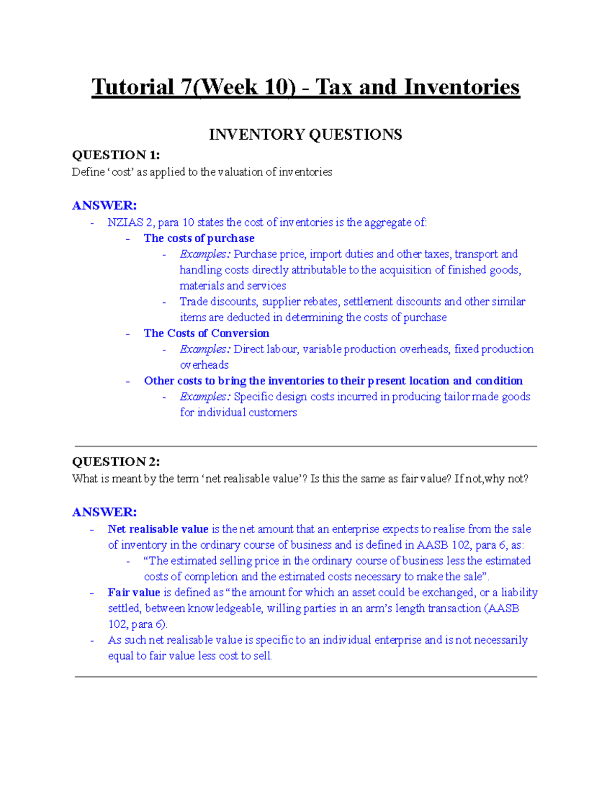 Tutorial 7(Week 10) - Tax and Inventories - Tutorial 7(Week 10) - Tax ...