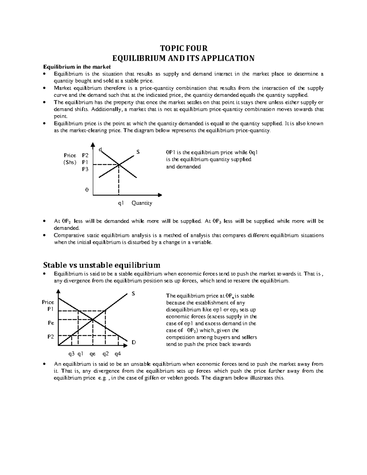 Topic FOUR Equilibrium and its Application - TOPIC FOUR EQUILIBRIUM AND ...