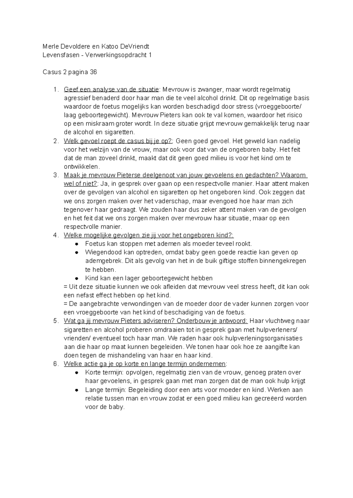 Levensfasen - verwerkingsopdracht 1 - Merle Devoldere en Katoo ...