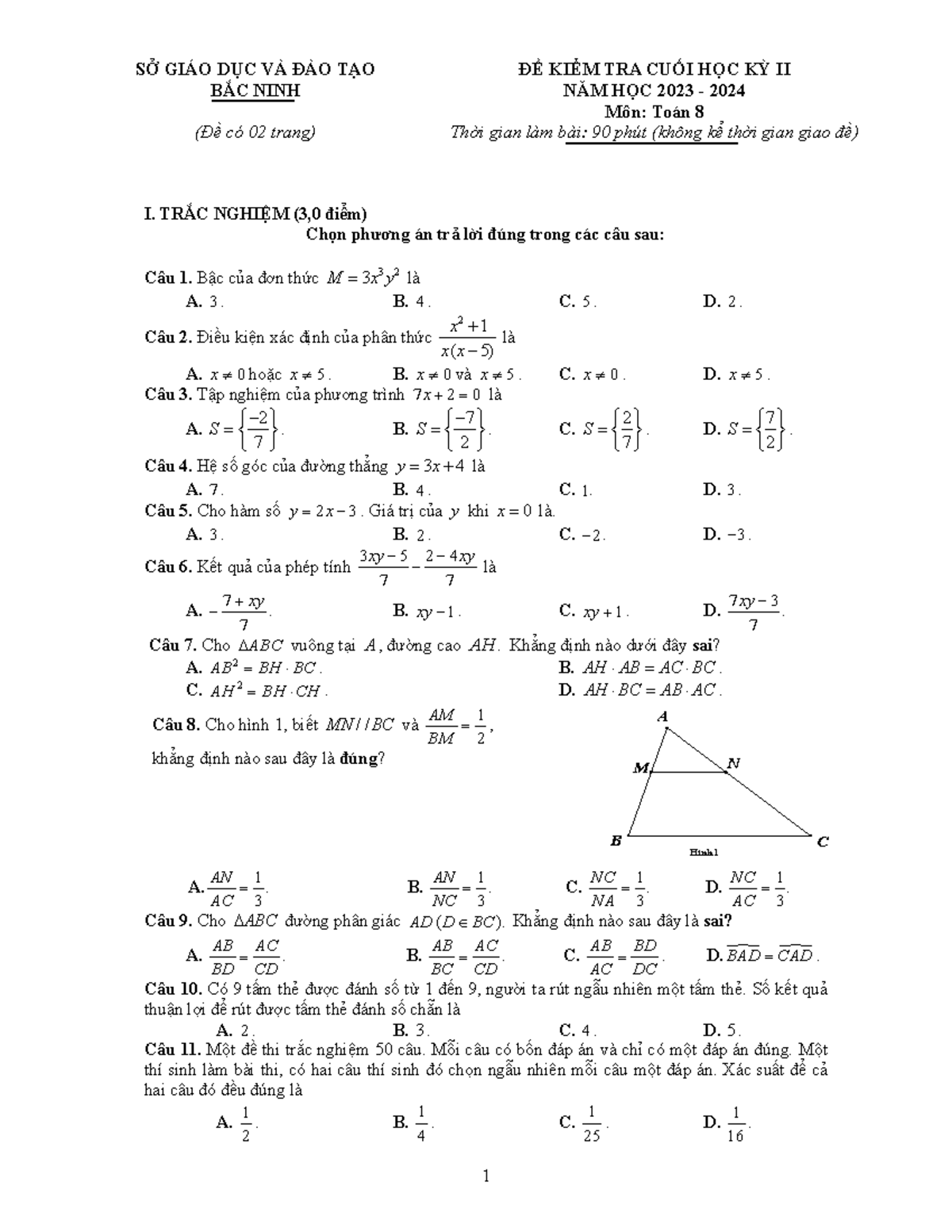 De kiem tra cuoi hoc ky 2 toan 8 nam 2023 2024 so gddt bac ninh - Hình 1 N A B C M SỞ GIÁO DỤC ...