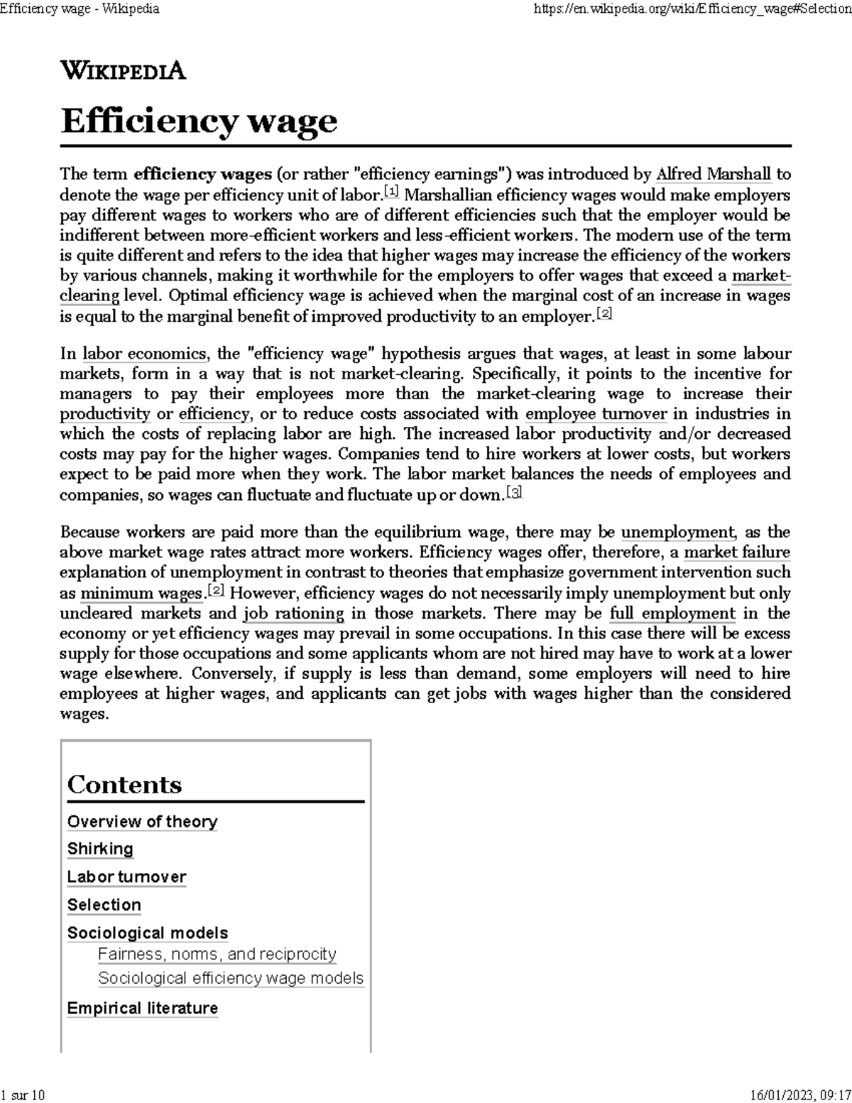 Efficiency Wage - Wikipedia - Efficiency wage The term efficiency wages (or rather "efficiency ...