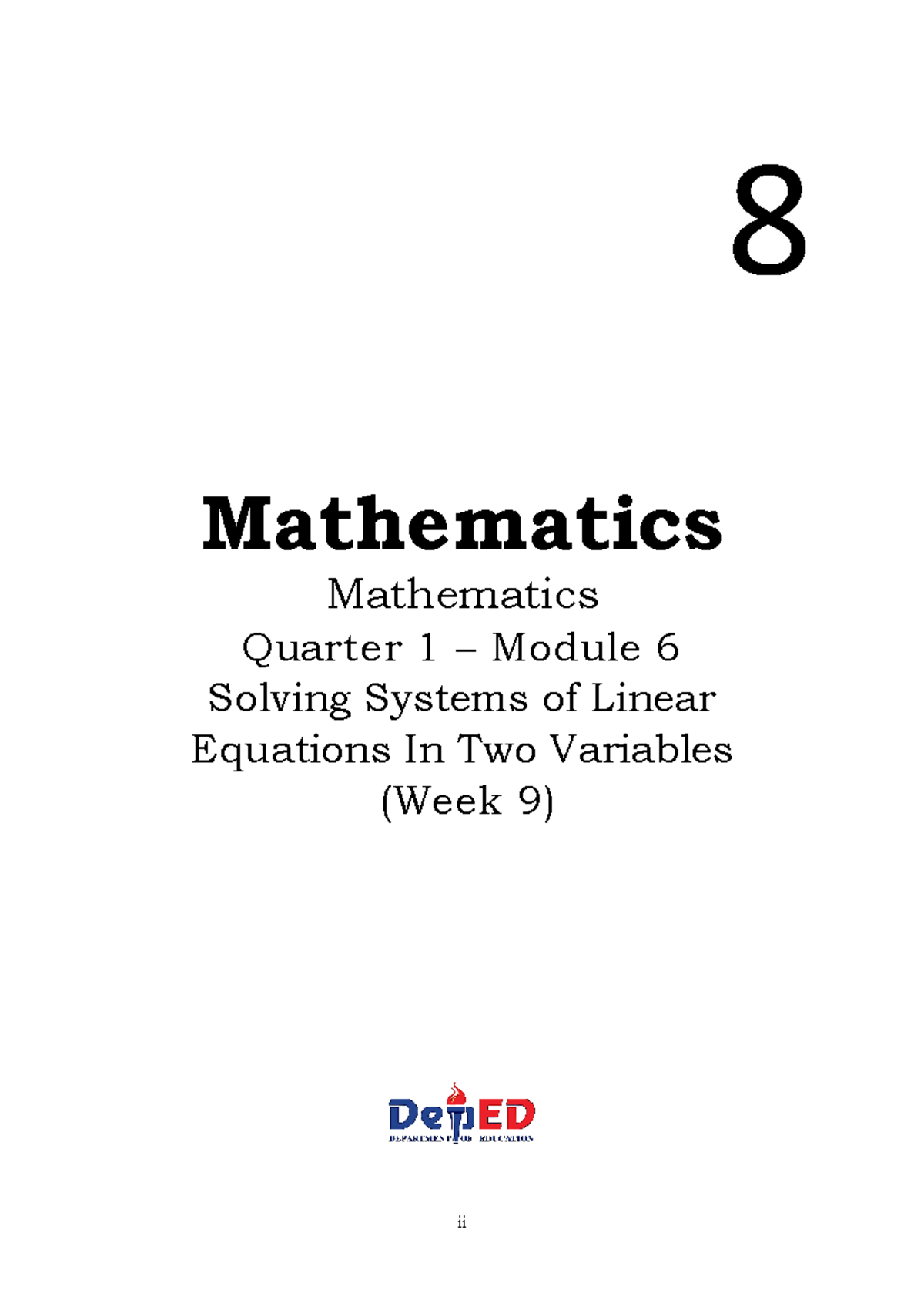 M6 Q1 2W9 MATH 8 - Module - ii 8 Mathematics Mathematics Quarter 1 ...