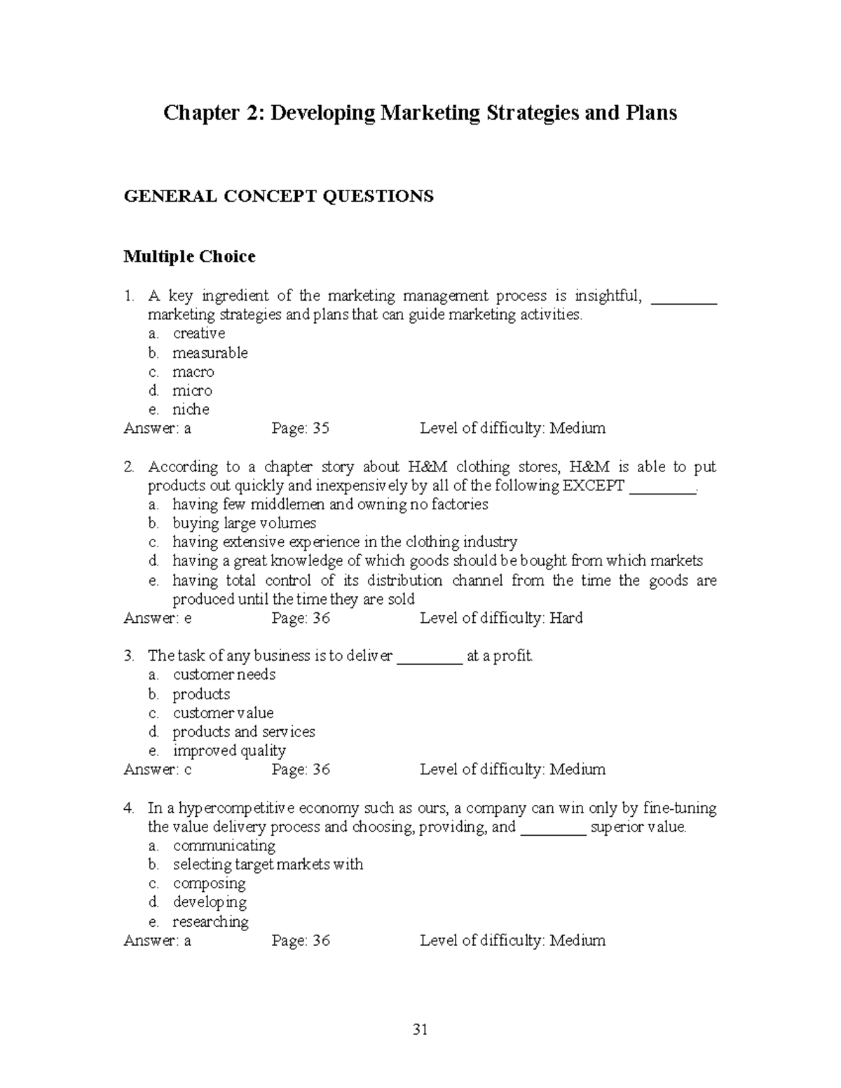 Chapter 2 Developing Marketing Strategie Chapter 2 Developing