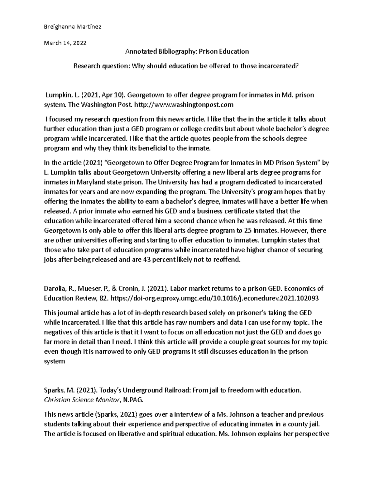 Annotated bibliography - CCJS 321 - UMGC - Studocu