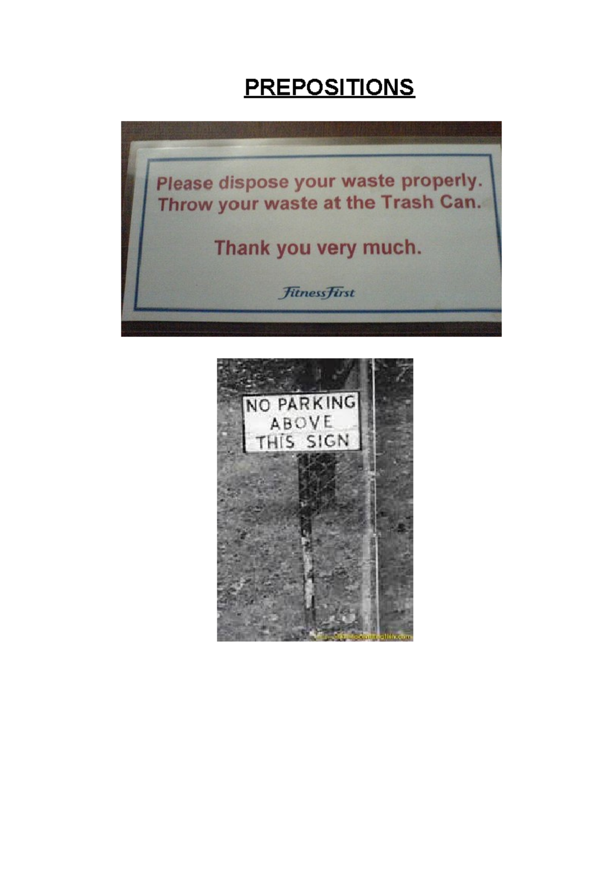 Basic prepositions exercises - PREPOSITIONS What is a preposition ...