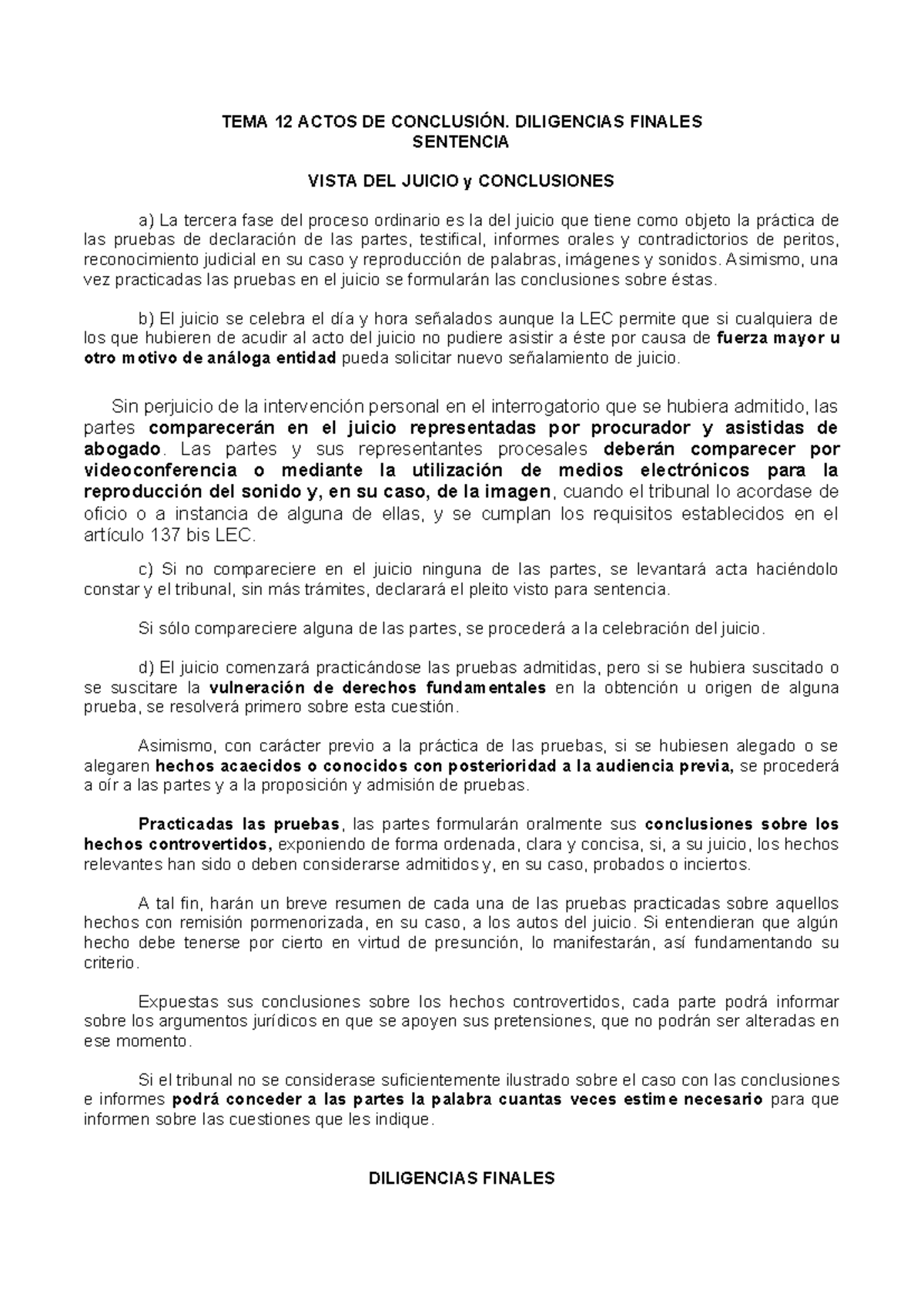 TEMA 12 Actos DE Conclusión Sentencia - TEMA 12 ACTOS DE CONCLUSIÓN ...