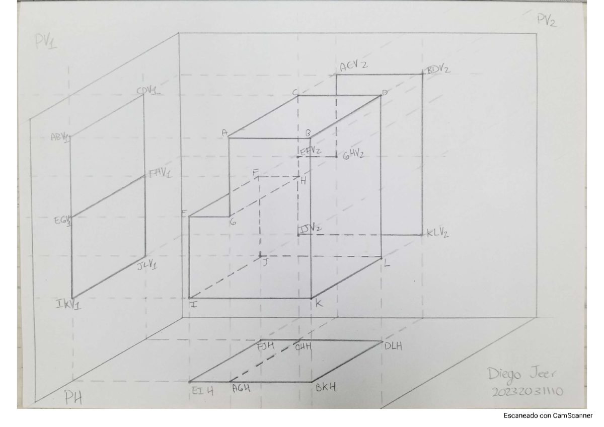 Tarea 10 Proyecciónes y Vistas de la ELE - Dibujo I - PV2 PV1 ACV2 BDV2 ...