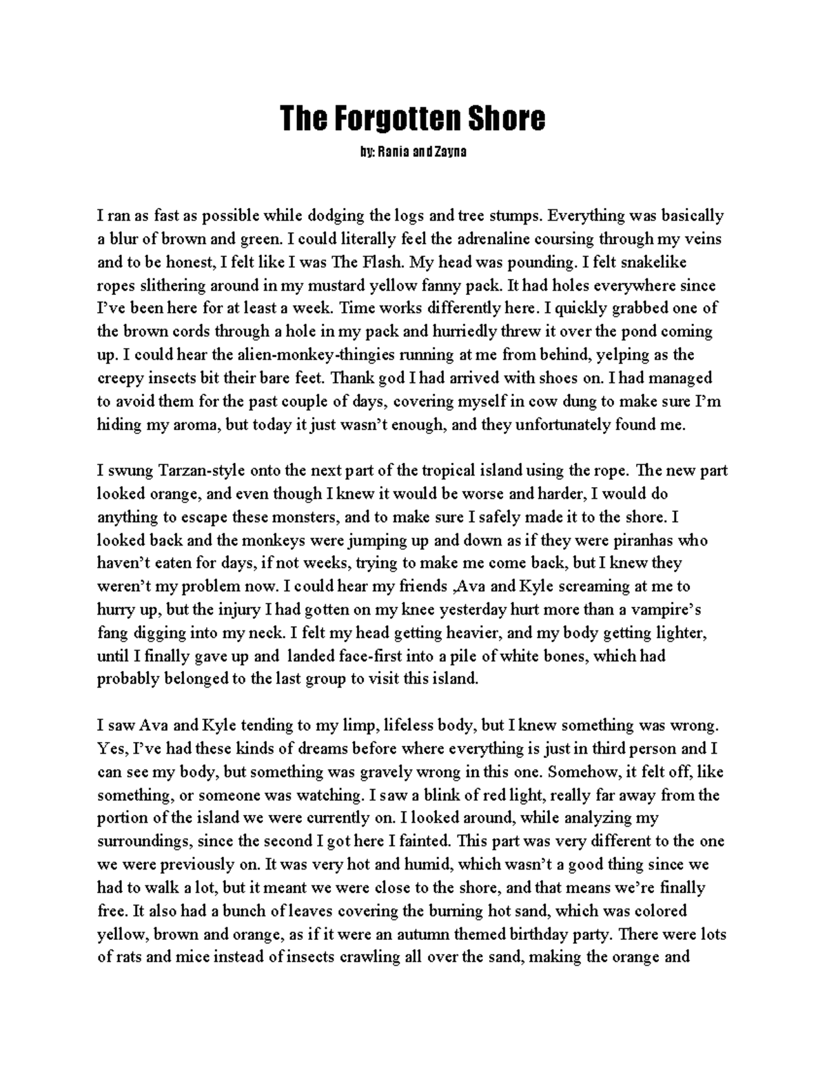 English work - It’s hahajsjaj - The Forgotten Shore by: Rania and Zayna ...