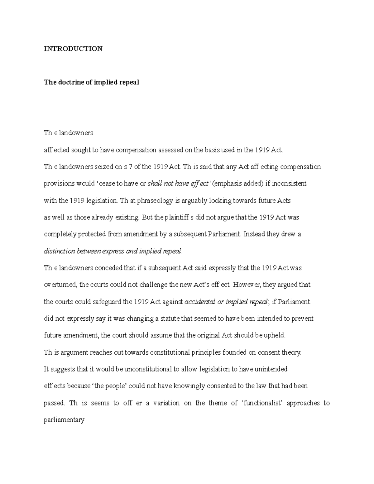 The doctrine of implied repeal - INTRODUCTION The doctrine of implied ...