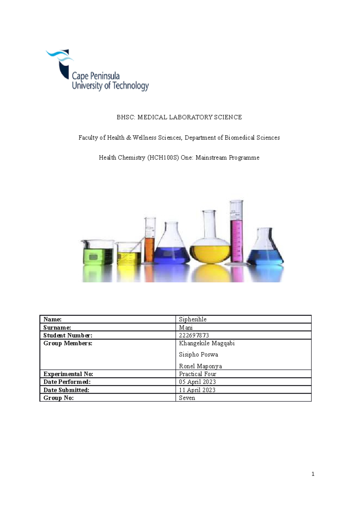Prac Report 4: Dilutions and a calibration curve. - BHSC: MEDICAL ...