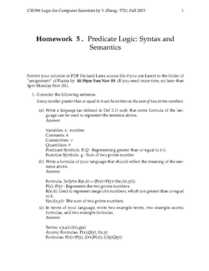 Hw6 - Logic for computer scientists - CS5384 Logic for Computer Scientists by Y Zhang, TTU, Fall ...