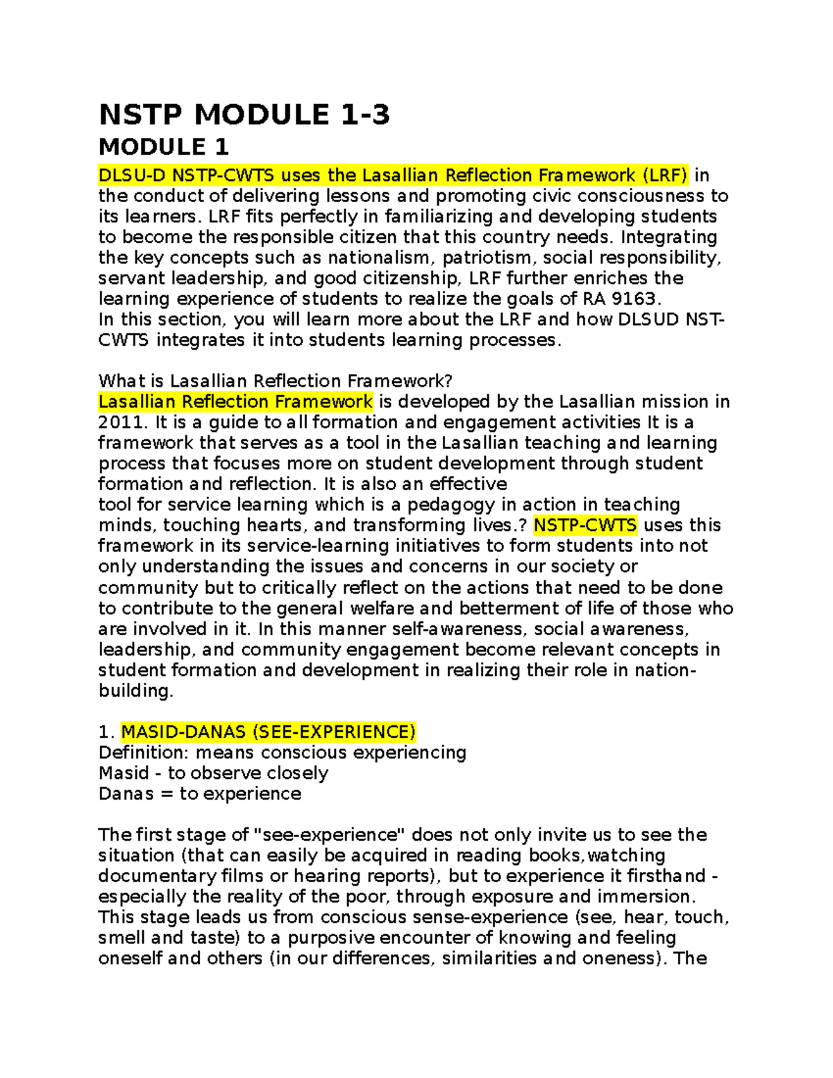 NSTP Module 1 3 - materials - NSTP MODULE 1- MODULE 1 DLSU-D NSTP-CWTS ...
