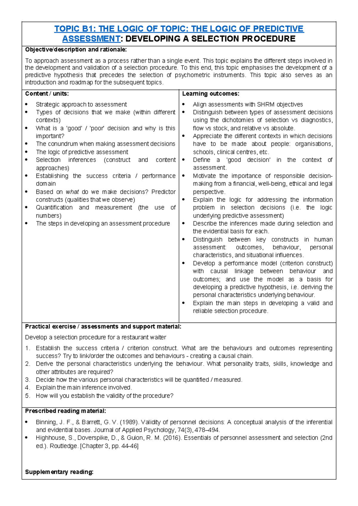 Topic B1 notes student 16092024 - TOPIC B1: THE LOGIC OF TOPIC: THE ...
