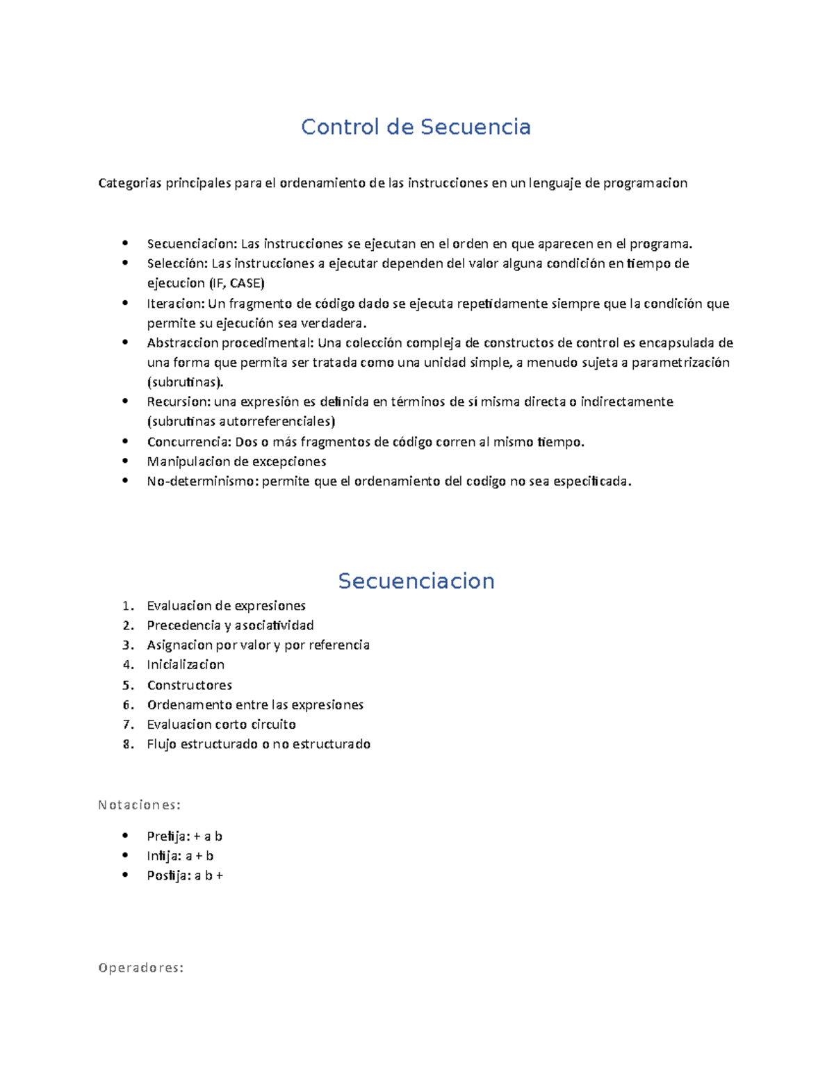 Control de Secuencia - Maestro: Ing. Leonardo Vargas ordenamiento de ...