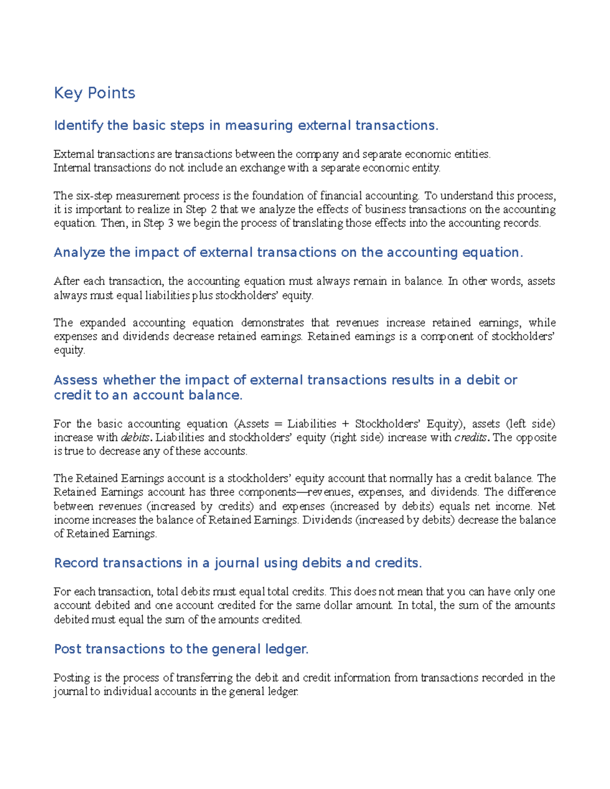 CH 2 Key Points - Key definitions - Key Points Identify the basic steps ...