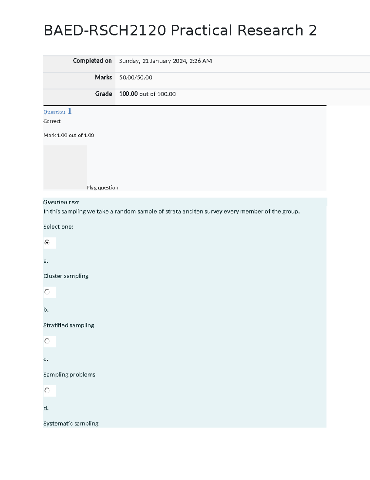 BAED RSCH2120 Practical Research 2 exam 2nd quarter - Completed on ...