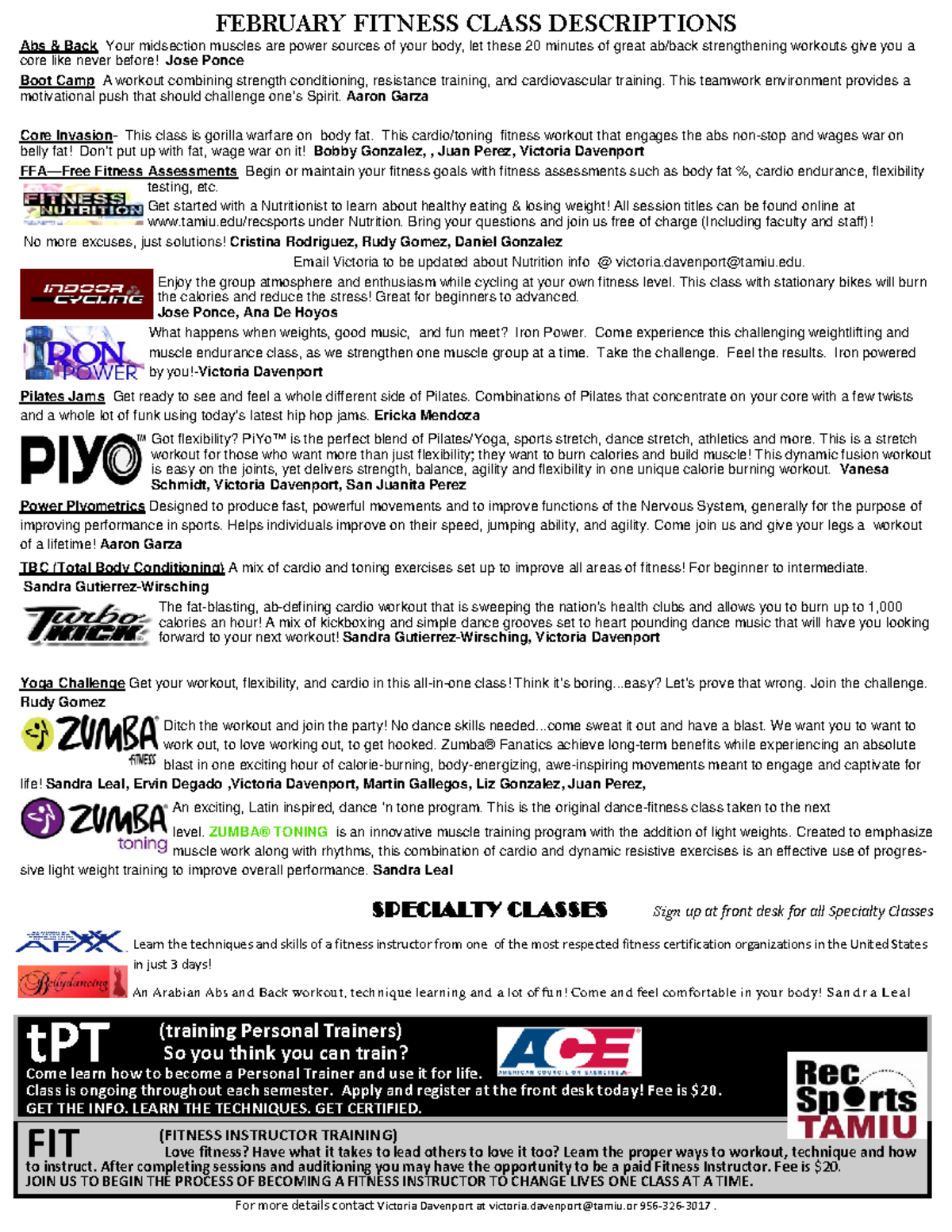 FEB2012 Fitness Schedule Descriptions - FEBRUARY FITNESS CLASS ...