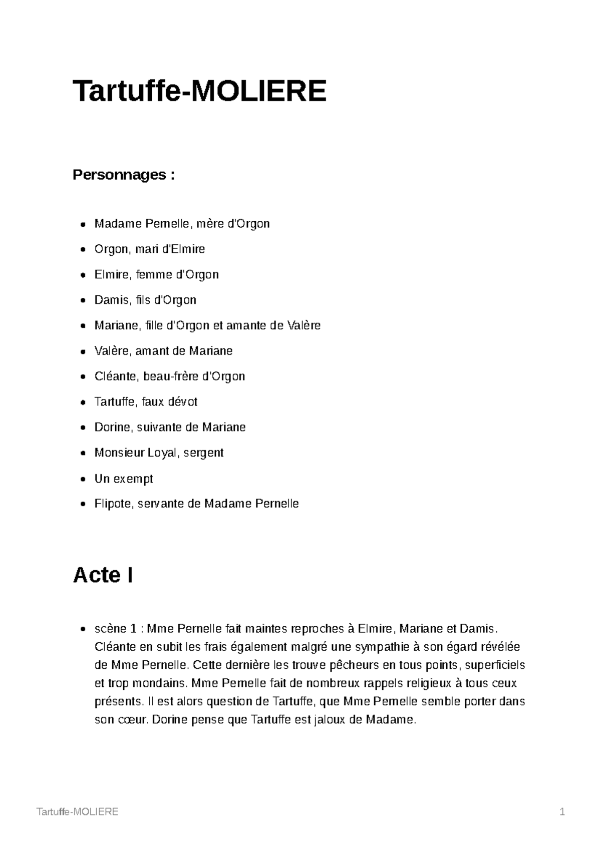 Tartuffe - Moliere - Tartuffe-MOLIERE Personnages : Madame Pernelle ...