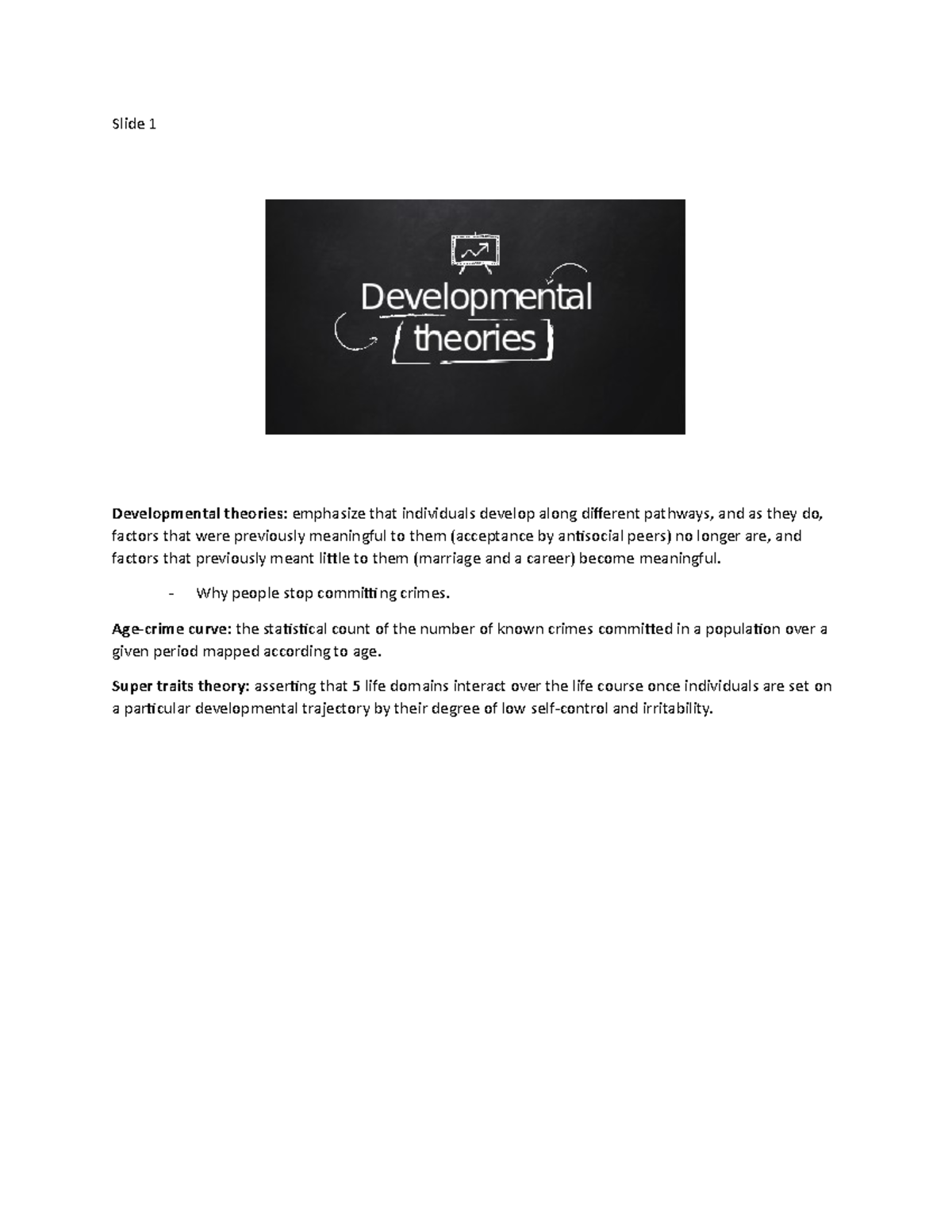 Day 15 Slides Developmental Theories - CCJS105 - UMD - Studocu