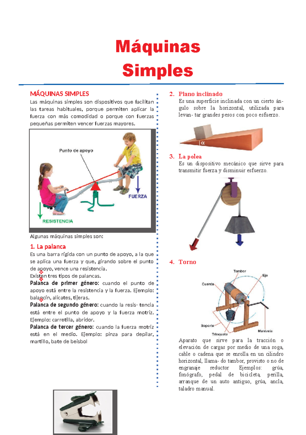 Maquinas simples -4 - MÁQUINAS SIMPLES Las máquinas simples son ...