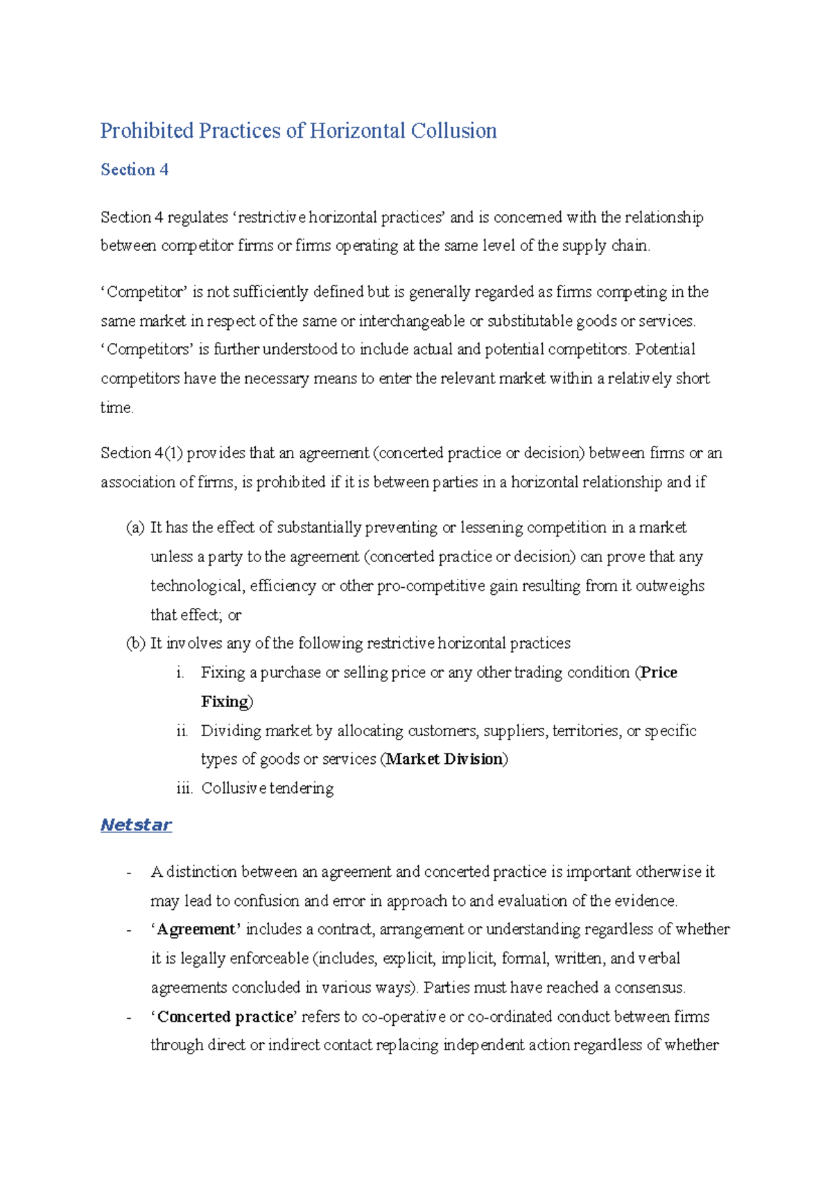 Prohibited Practices of Horizontal Collusion - ‘Competitor’ is not ...