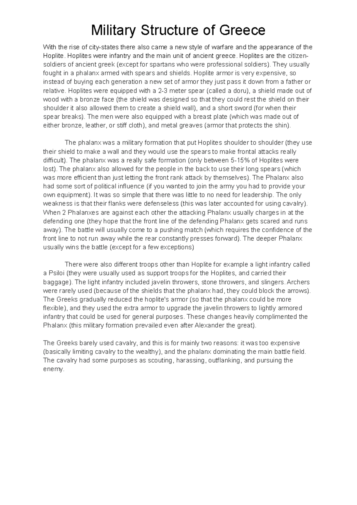 Spartan History script - Military Structure of Greece With the rise of ...