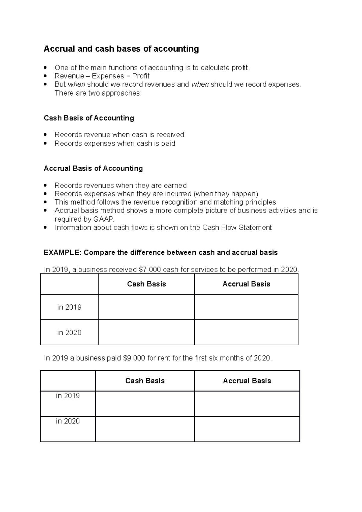 A ccrual and cash bases of accounting - Accrual and cash bases of ...