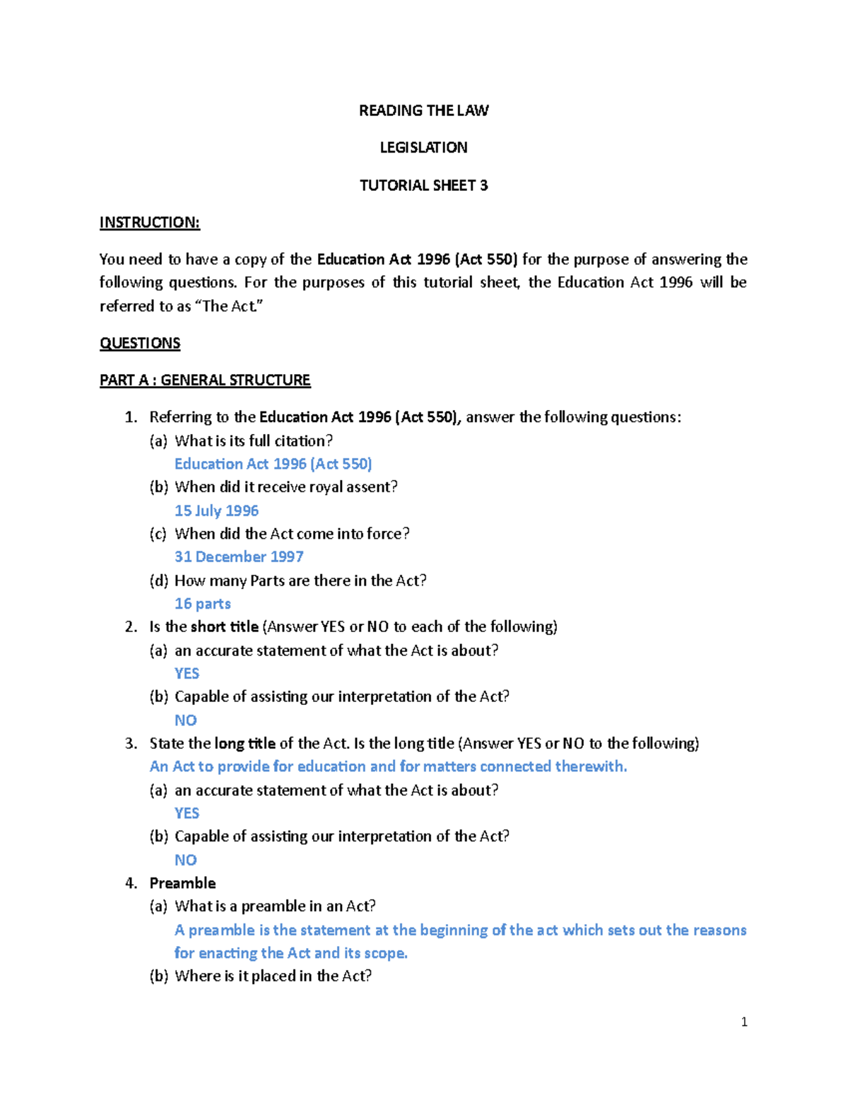 (Done) Tutorial 3 Reading the Law Legislation - READING THE LAW ...