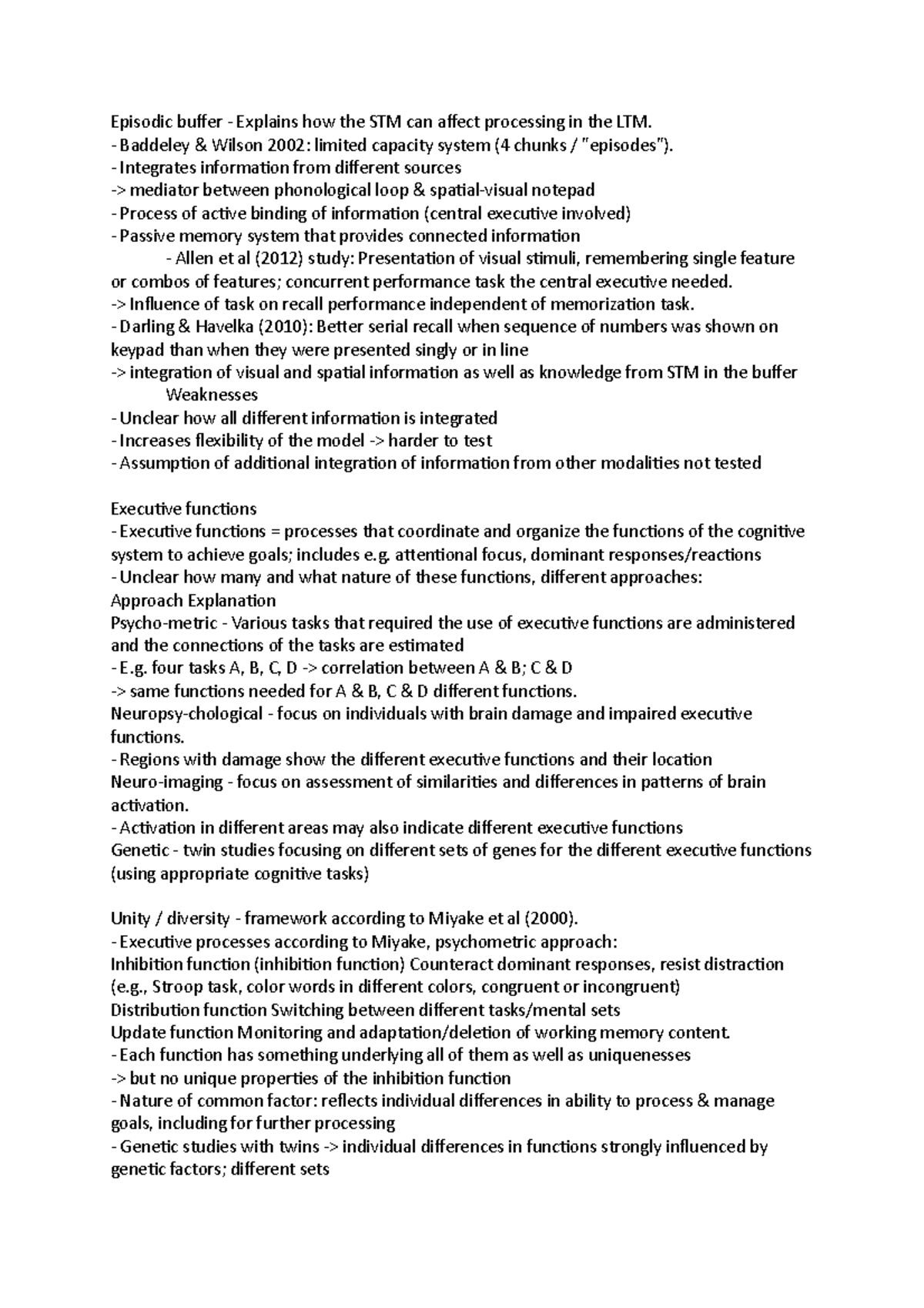 Episodic buffer - Abnormal Psychology - Episodic buffer - Explains how ...