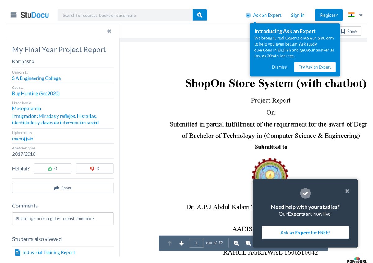 Www studocu com in document s-a-engineering-college bug-hunting my ...