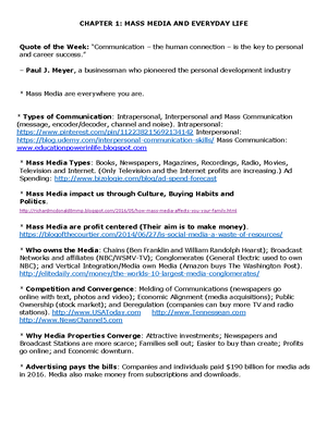 Assignment #1 (MC) - ASSIGNMENTS FOR CHAPTER ONE INTRODUCTION TO MASS ...