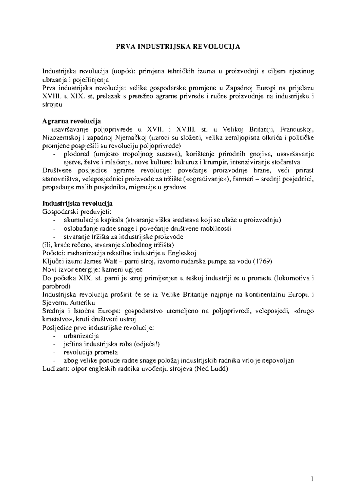 Povijest-3raz - xxxx - PRVA INDUSTRIJSKA REVOLUCIJA Industrijska ...