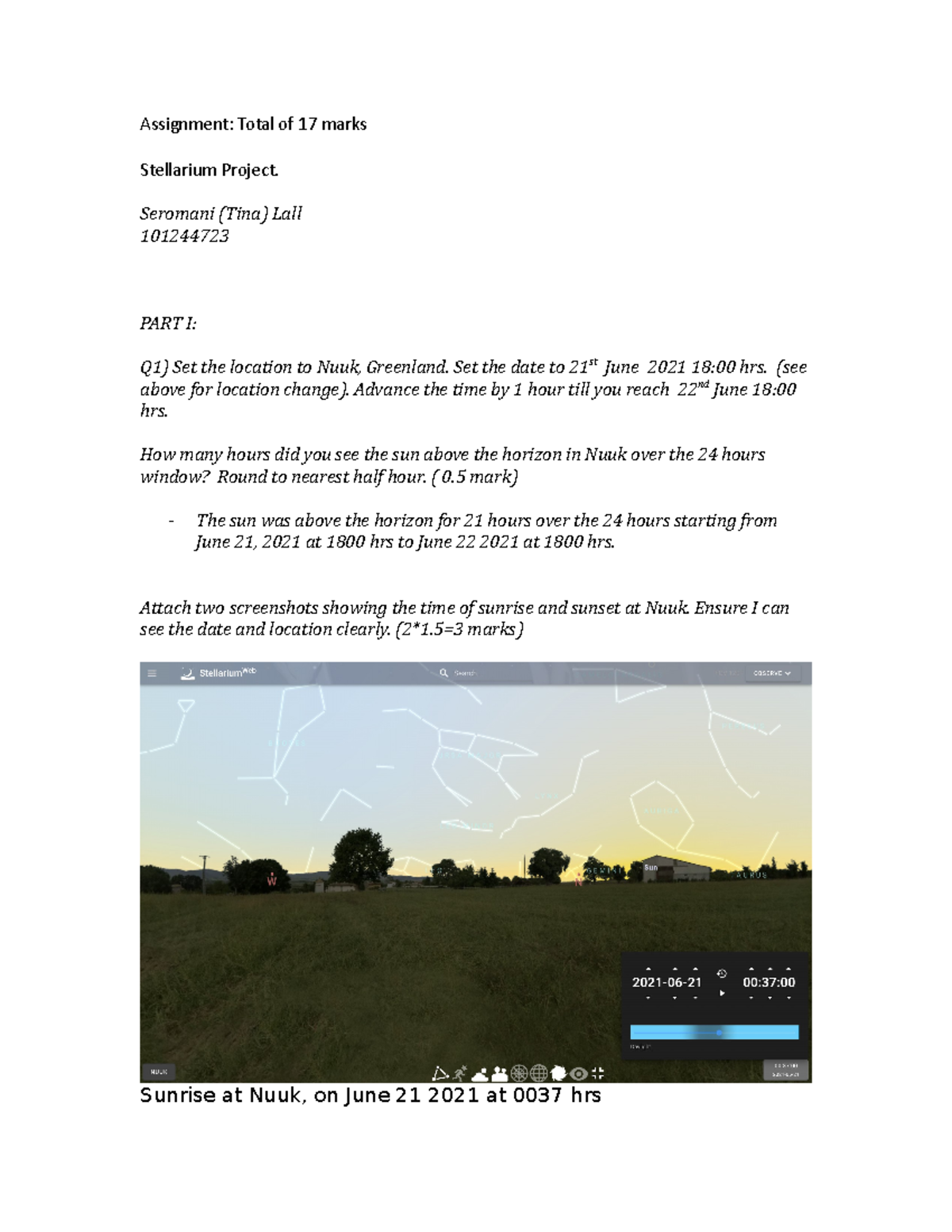 Night Sky Assignment Stellarium Fall 2023d Assignment Total Of 17