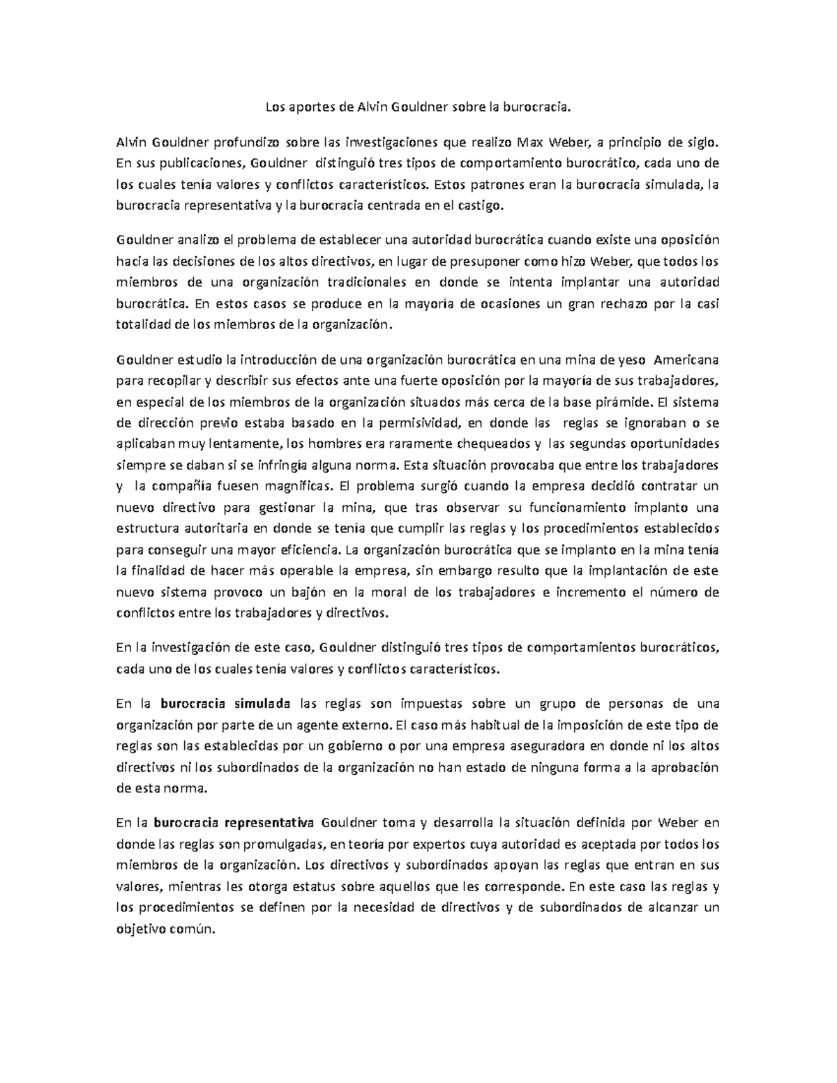 Los aportes de Alvin Gouldner sobre la burocracia - Alvin Gouldner ...