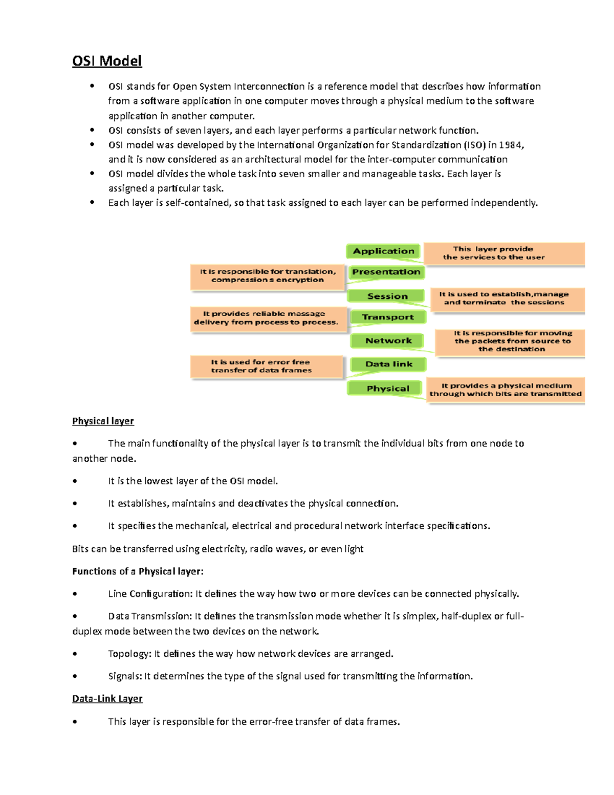OSI model - OSI Model OSI stands for Open System Interconnection is a ...