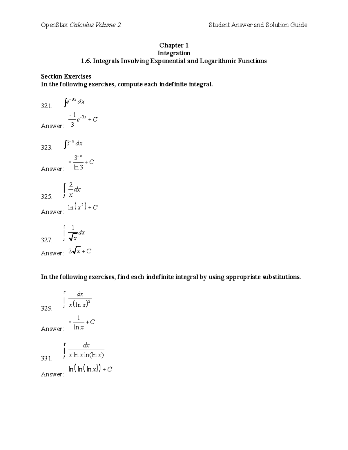 Calculus Volume 2 SASG 01 06 - **Chapter 1 Integration Integrals ...