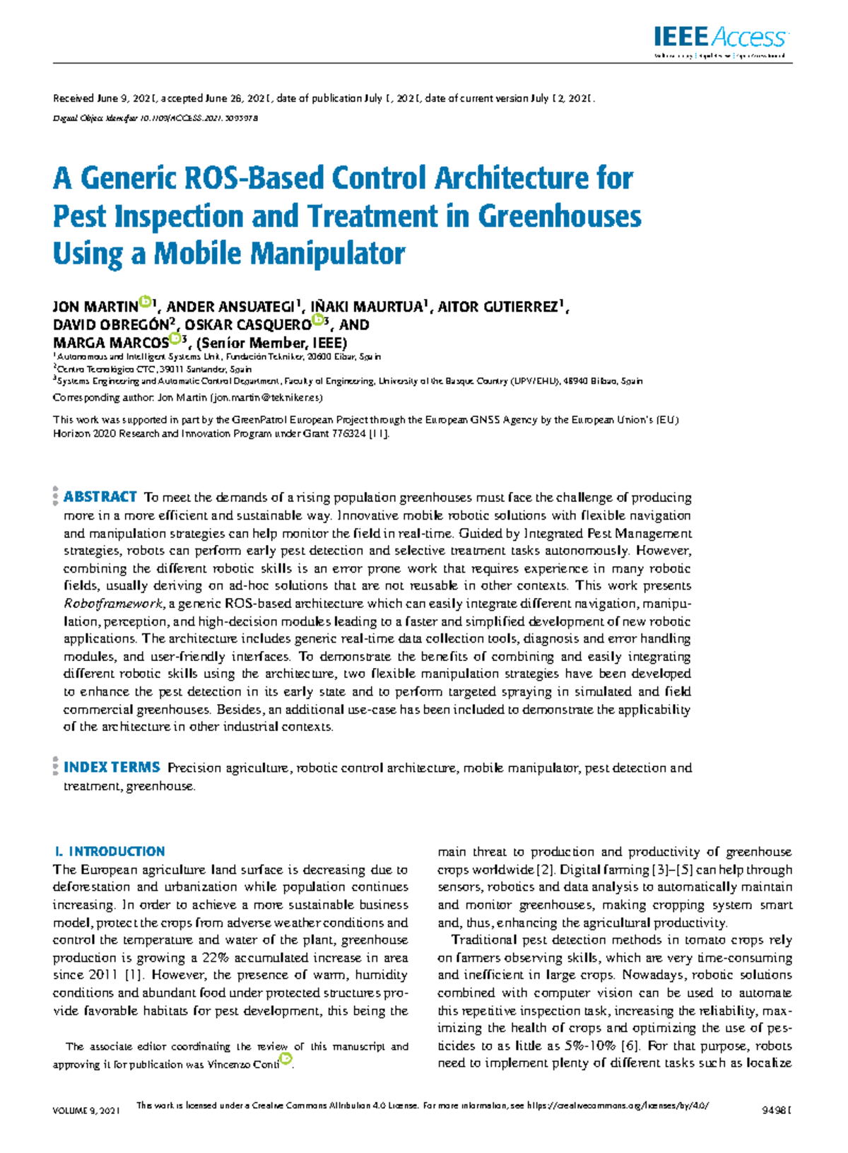 A Generic ROS-Based Control Architecture for Pest Inspection and ...