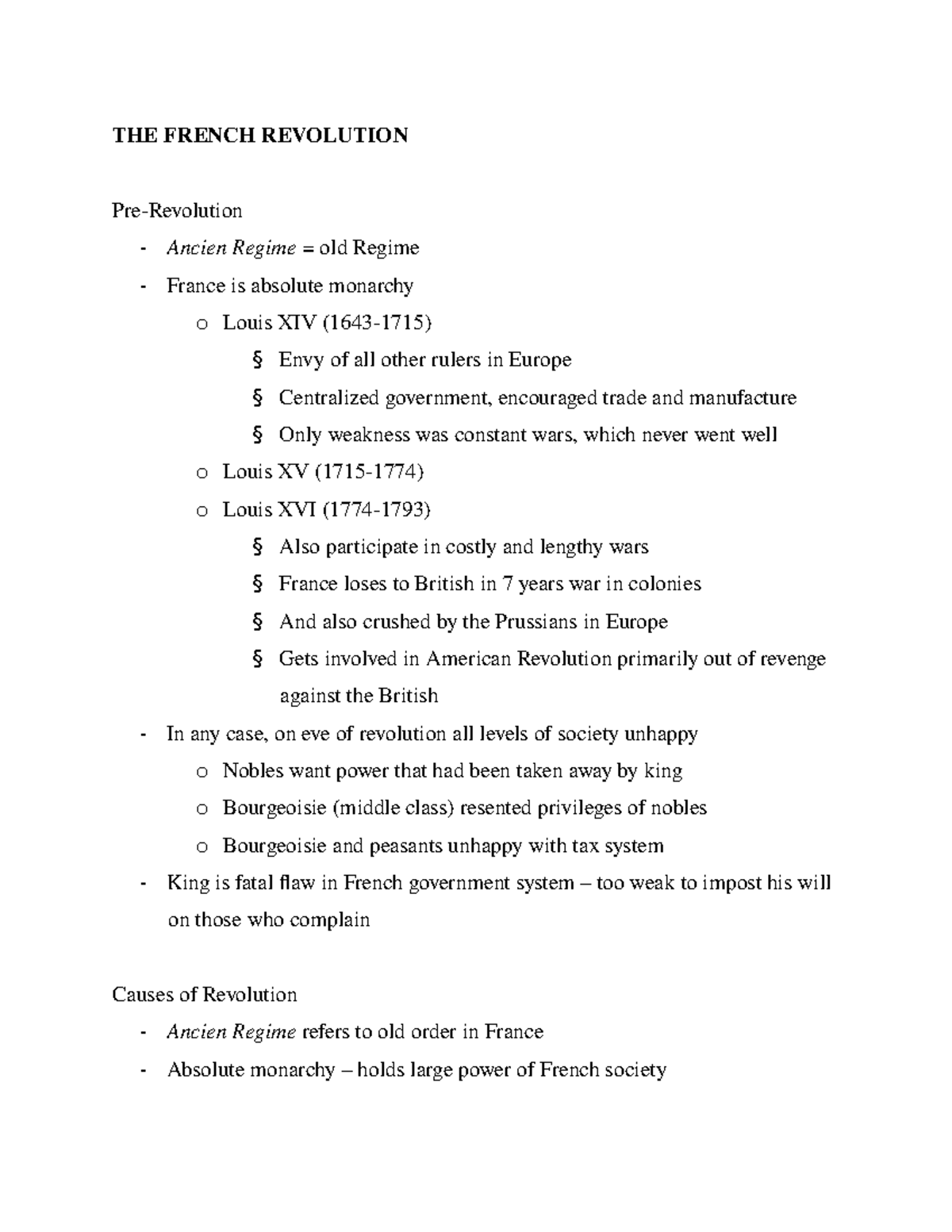 Dr. G lecture 4 - HIST106 Dr. George - THE FRENCH REVOLUTION Pre ...