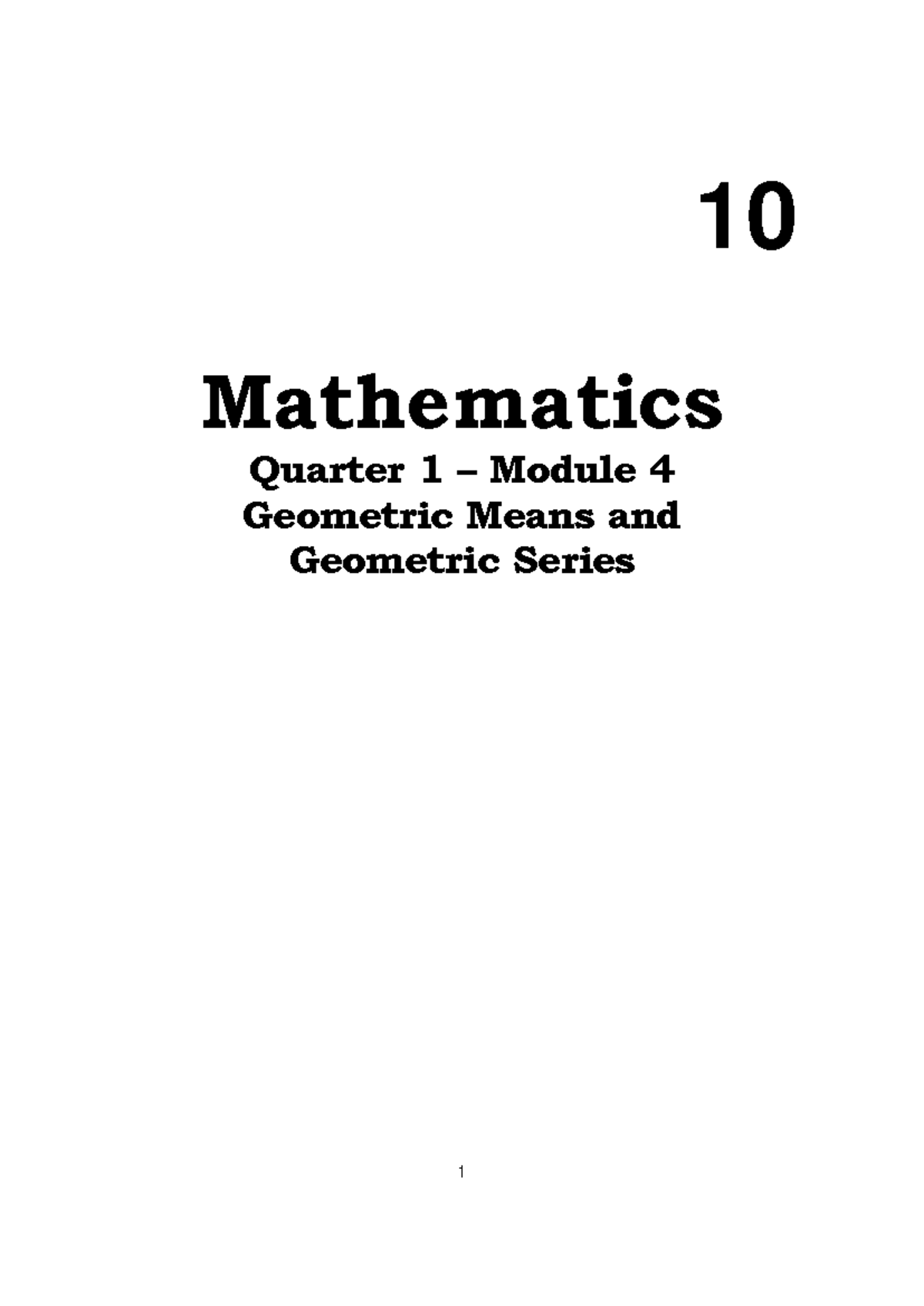 4 Q1 Math - Module 4 for Quarter 1 Mathematics 10 - Mathematics Quarter ...