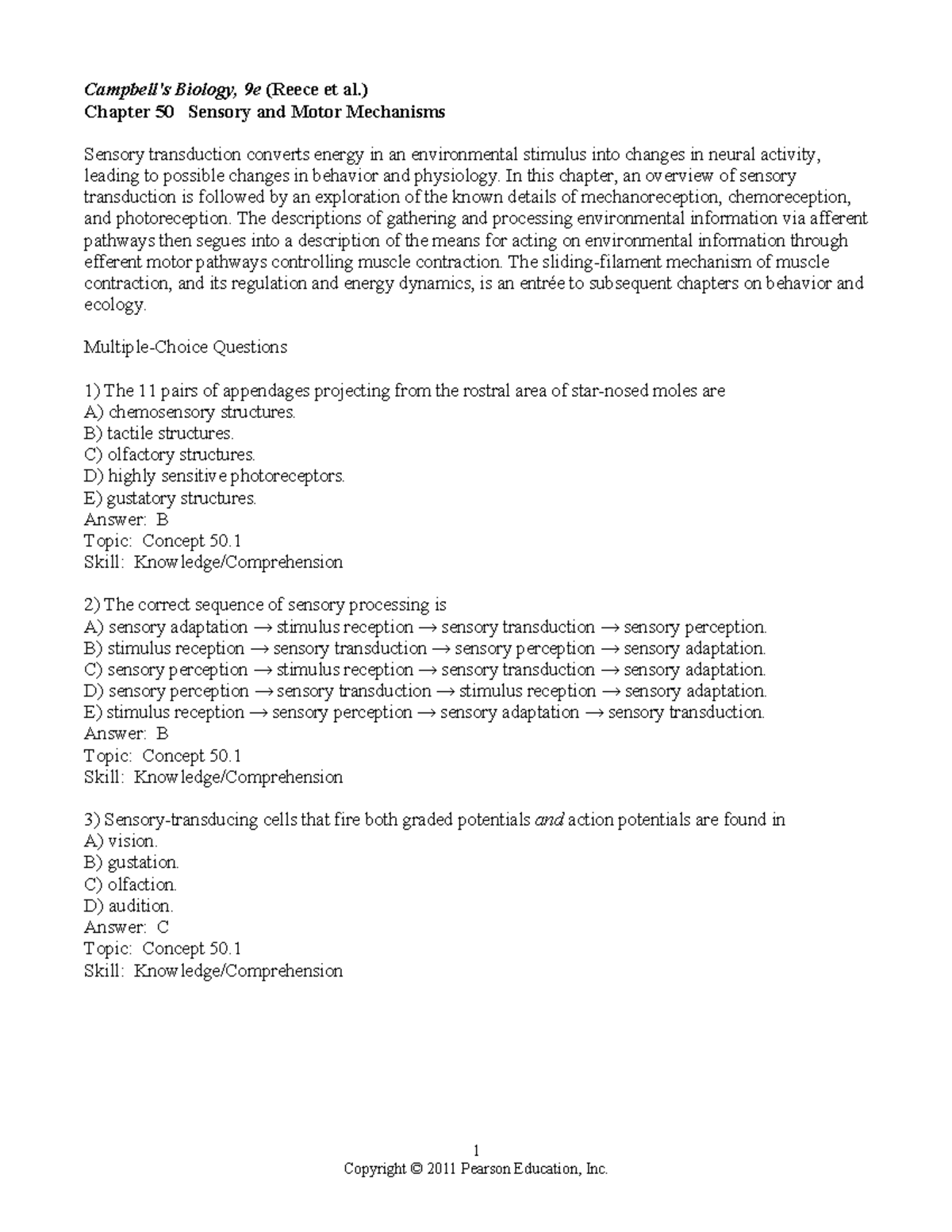 REEC7295 09 TB chapter 50 - 1 Campbell's Biology, 9e (Reece et al ...