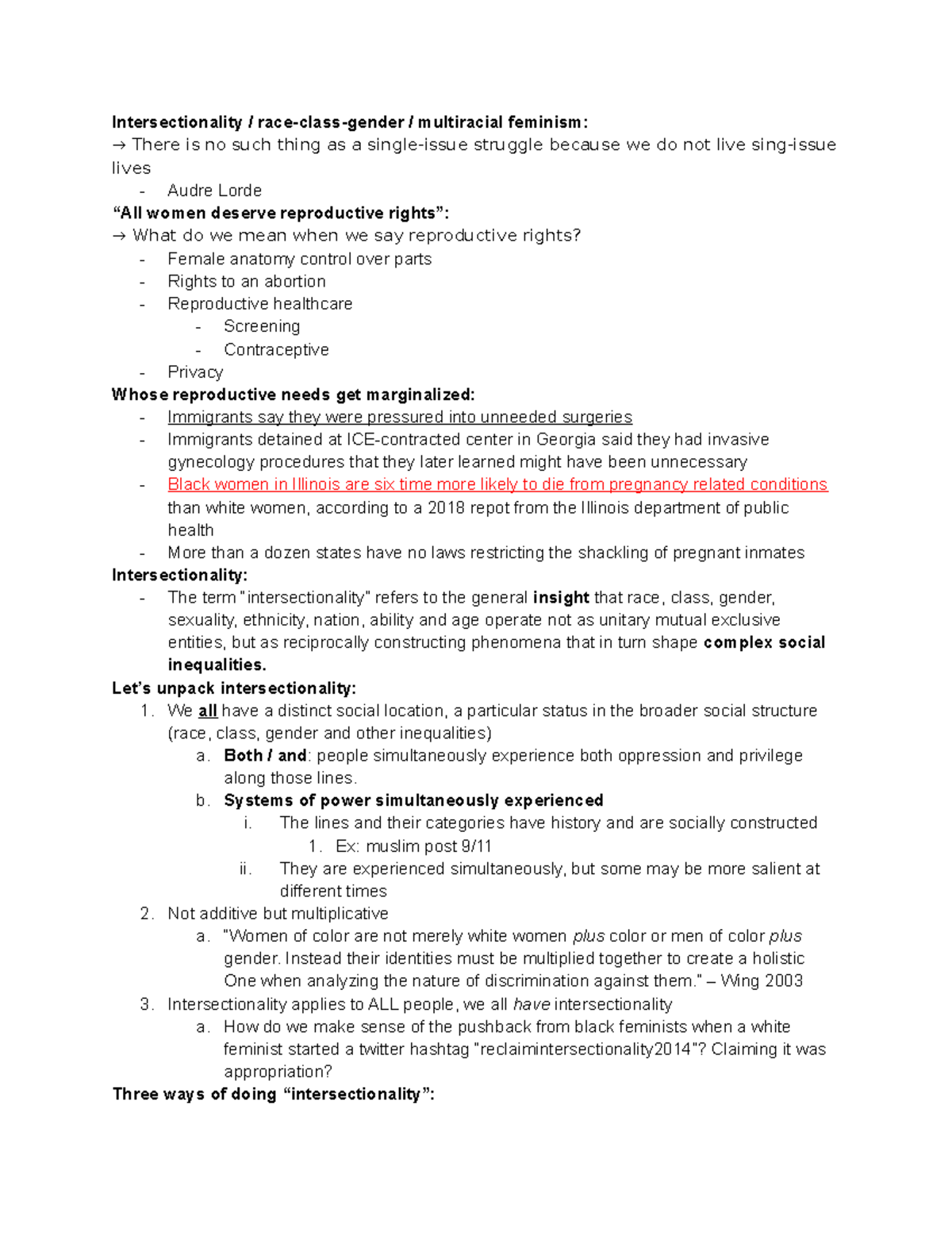 CJC 370- intersectionality lecture notes Jan. 26 - Intersectionality ...