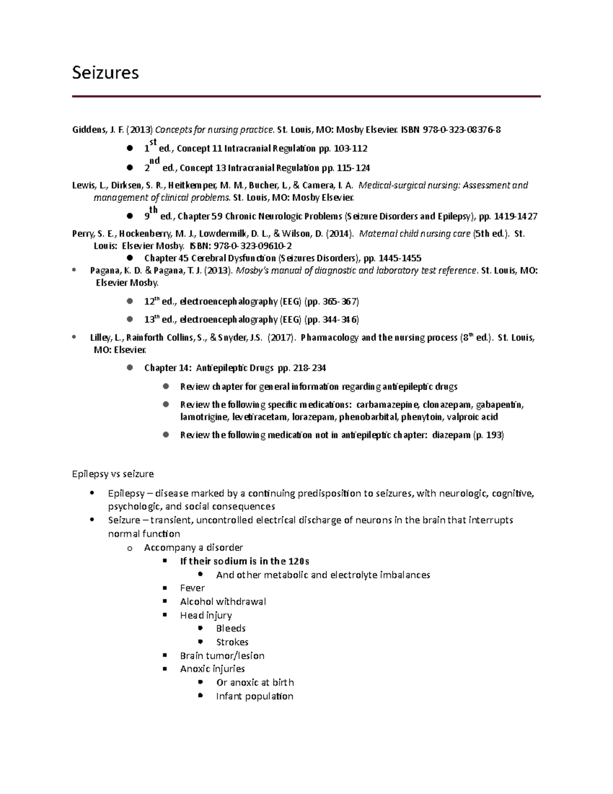 Seizures - Jennifer Remick and Wendy Zeiher - Seizures Giddens, J. F ...