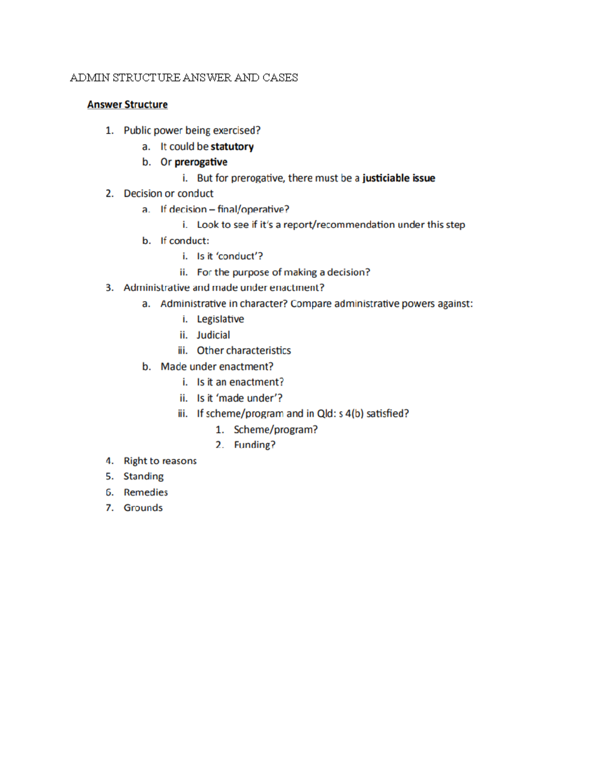 Admin Structure Answer AND Cases - ADMIN STRUCTURE ANSWER AND CASES The ‘Act’ is a state/federal ...