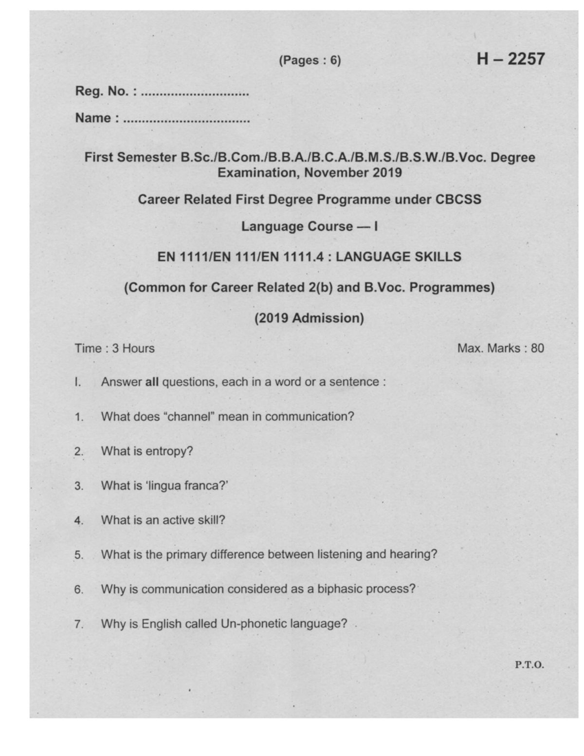 Language Skills-EN-1111 - b.com with computer application - Studocu